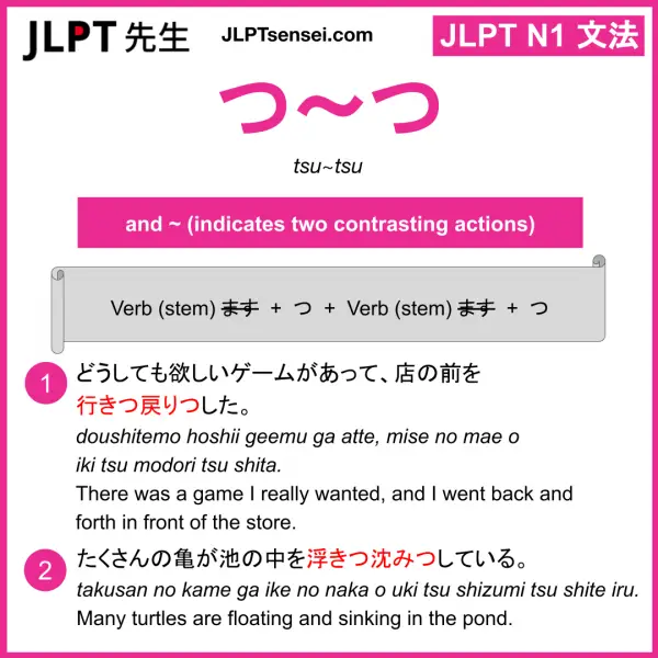 JLPT N1 Grammar: つ～つ (tsu~tsu) Meaning – JLPTsensei.com