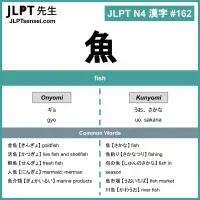 JLPT N4 Kanji: 魚 (gyo, sakana) meaning: fish – JLPTsensei.com