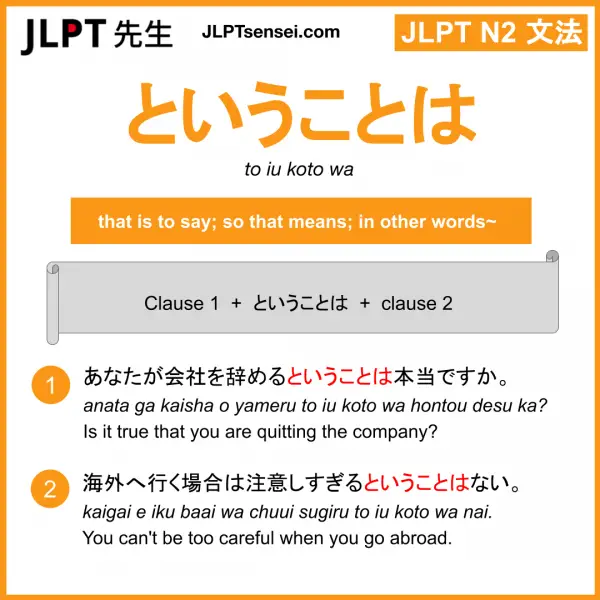 JLPT N2 Grammar: ということは (to iu koto wa) Meaning – JLPTsensei.com