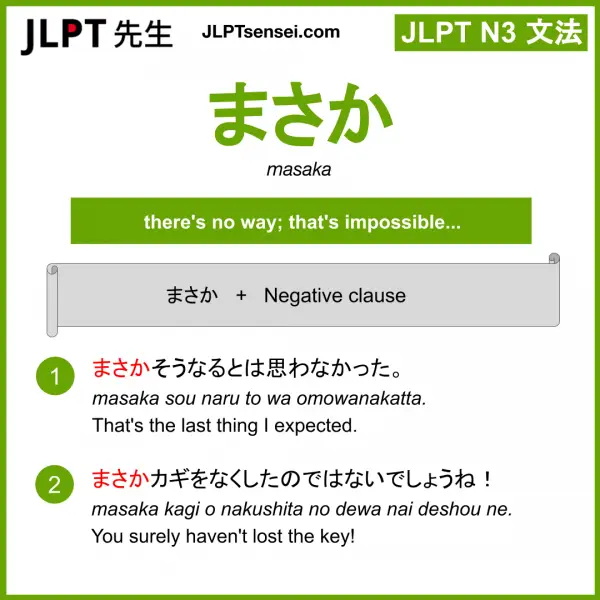 JLPT N3 Grammar: まさか (masaka) Meaning – JLPTsensei.com